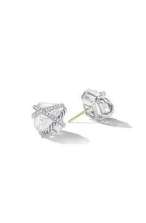 David Yurman Cable Wrap Stud Earrings - Sterling Silver/crystal