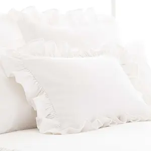 ANNIE SELKE Wilton Ruffle Sham - White