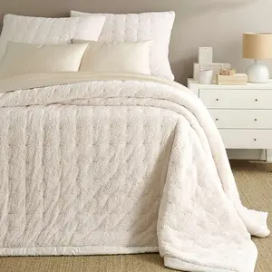ANNIE SELKE Marshmallow Fleece Puff Coverlet - Ivory