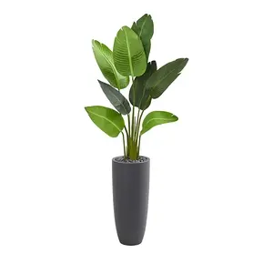 NEARLY NATURAL 5.5ft. Travelers Palm Artificial Tree In Gray Planter - Green