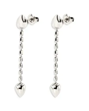 UNODE50 Sterling Plated Dangle Heart Earrings