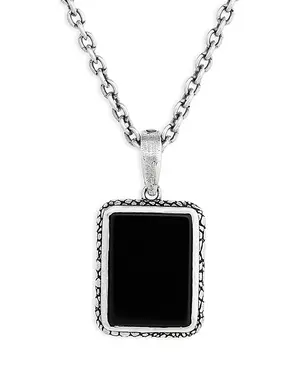 John Varvatos Sterling Silver Snakeskin Onyx Pendant Necklace - Black/silver