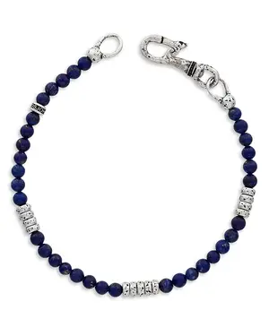 John Varvatos Sterling Silver Lapis Lazuli Beaded Bracelet - Blue/silver