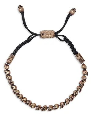 John Varvatos Brass Skull Head Bolo Bracelet - Brown