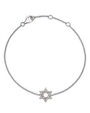 Bloomingdale'S Diamond Star Of David Chain Bracelet - White