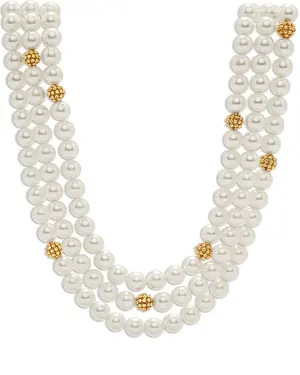CAPUCINE DE WULF Berry & Bead Triple Strand Necklace - White/gold