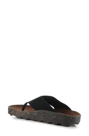 Fly London Cami Platform Flip Flop - Black Eco Faux Suede