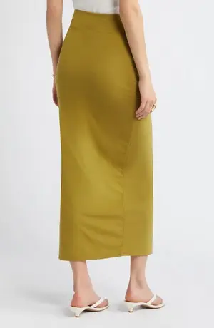 OPEN EDIT Twist Front Maxi Skirt - Olive Eyes