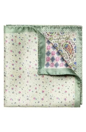 Eton Four-in-one Paisley Silk Pocket Square Lt/pastel Green
