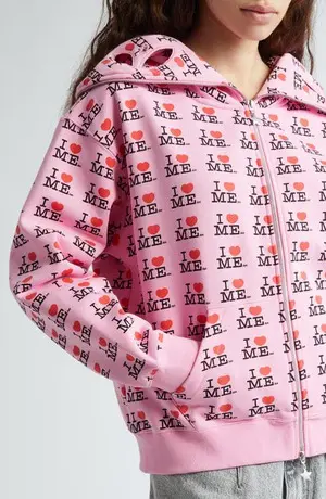 Ashley Williams I Heart Me Butterfly Cotton Blend Hoodie In Pink