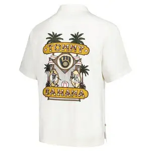 Tommy Bahama Milwaukee Brewers Pitcher's Paradiso Button-up Camp Shirt