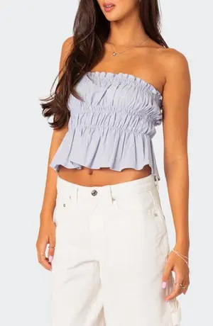 EDIKTED Katherine Smocked Crop Top