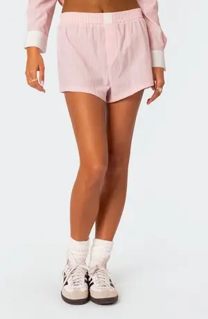 EDIKTED Lea Cotton-blend Board/boxer Shorts - Light-pink