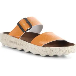 Fly London Coly Platform Slide Sandal - Orange Eco Faux Leather