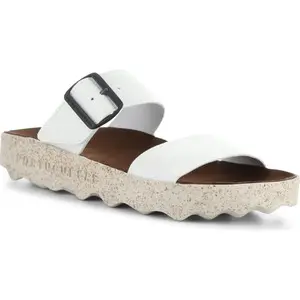 Fly London Coly Platform Slide Sandal - White Eco Faux Leather