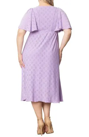 KIYONNA Lucy Short Sleeve Eyelet Midi Dress
