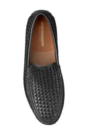 Johnston & Murphy Collection Baldwin Woven Leather Driving Shoe - Black Sheepskin