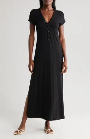 Robin Piccone Amy Rib Cover-up Dress - Black