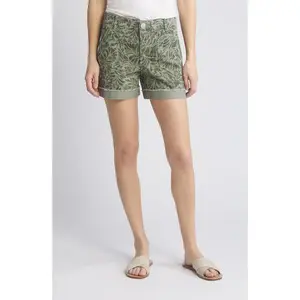 Wit & Wisdom Print Patch Pocket High Waist Twill Shorts - Celadon