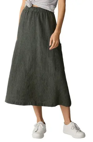 Eileen Fisher Organic Linen Cargo A-line Skirt