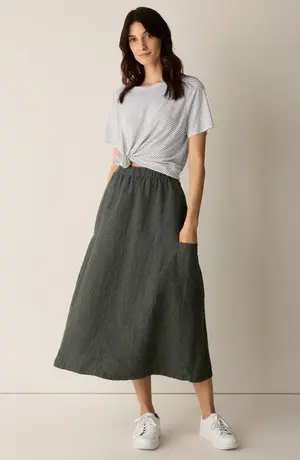 Eileen Fisher Organic Linen Cargo A-line Skirt
