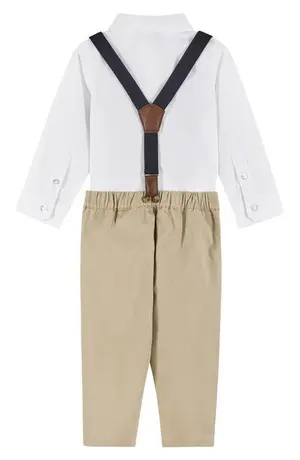 Andy & Evan Button-up Shirt, Suspenders, Pants And Bow Tie Set