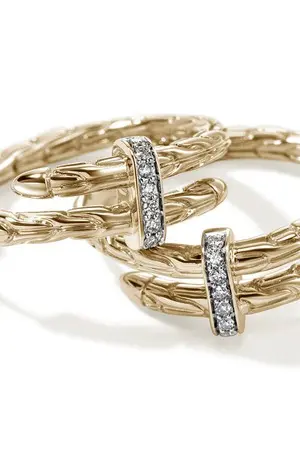 John Hardy Spear Diamond Hoop Earrings - Gold