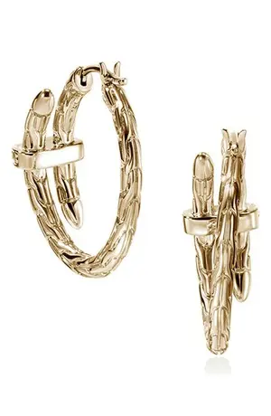 John Hardy Spear Diamond Hoop Earrings - Gold