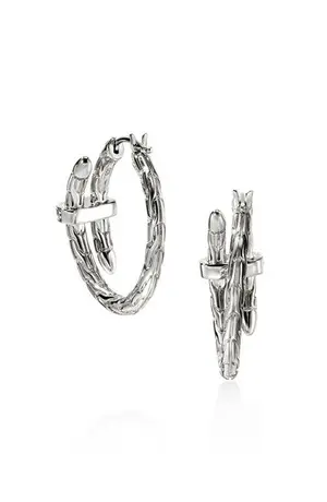 John Hardy Spear Diamond Hoop Earrings - Silver