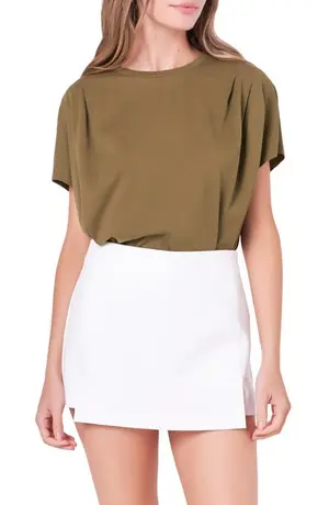 English Factory Pleat Shoulder T-shirt - Olive