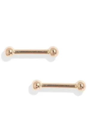 POPPY FINCH Baby Dumbbell Stud Earrings - 14k Yellow Gold