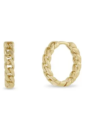 Zoe Chicco Small Curb Chain Hoop Earrings - Yellow Gold