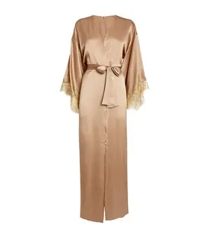 GILDA & PEARL Silk Gina Long Robe - Beige