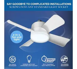 BELL & HOWELL 2-in-1 Socket Ceiling 3 Speed Fan & Led Light