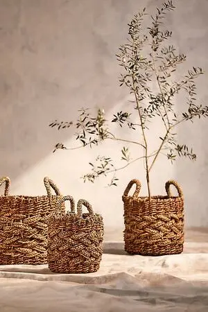 TERRAIN Woven Braided Handled Planter