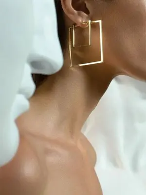 CADAR 18kt Yellow Square Hoop Earrings - Gold