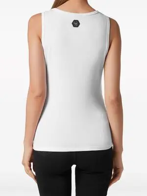 Philipp Plein Logo-embroidered Ribbed Tank Top - White