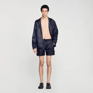 Sandro Square Cross Swim Shorts Navy Blue