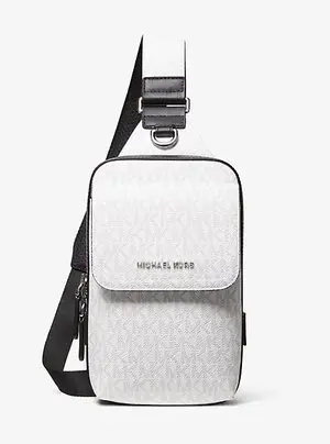 Michael Kors Hudson Signature Logo Sling Bag In - One Size By White