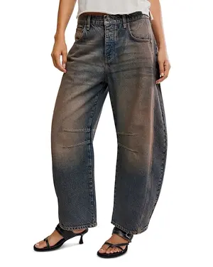 Free People Mid Rise Barrel Jeans
