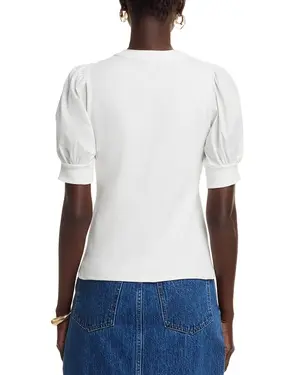 SINGLE THREAD Puff Sleeve Henley Top - Bright White