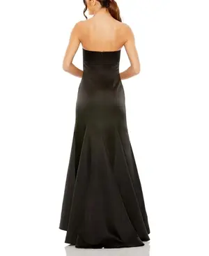 Mac Duggal Statement Bow Strapless Mermaid Gown - Black