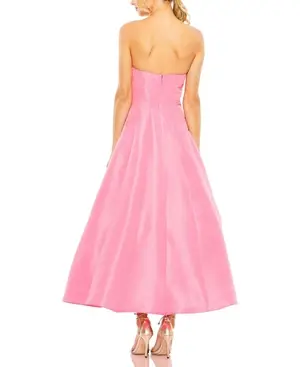 Mac Duggal Bow Detailed Strapless Gown - Candy Pink-0