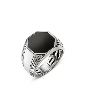 John Hardy Sterling Silver Signet Ring With Onyx - Black/silver