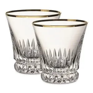 VILLEROY & BOCH Grand Royal Old Fashioned Glass, Set Of 2 - Clear/gold