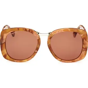 Max Mara 55mm Round Sunglasses - Havana/other / Brown