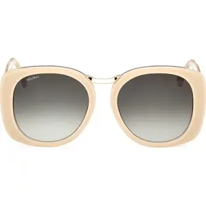Max Mara 55mm Round Sunglasses - Ivory/gradient Green