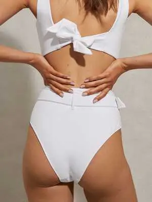 REISS Danielle Textured Belted Bikini Bottom