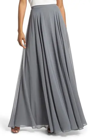 Jenny Yoo Hampton Long A-line Chiffon Skirt