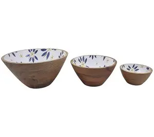 TEMP-TATIONS Old World Set Of Mango Wood Bowls - One-color